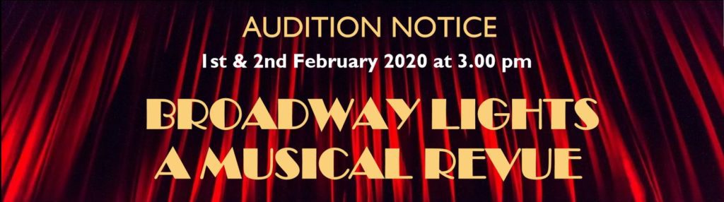 Audition Notice Banner Broadway Lights – Torbay Theatre